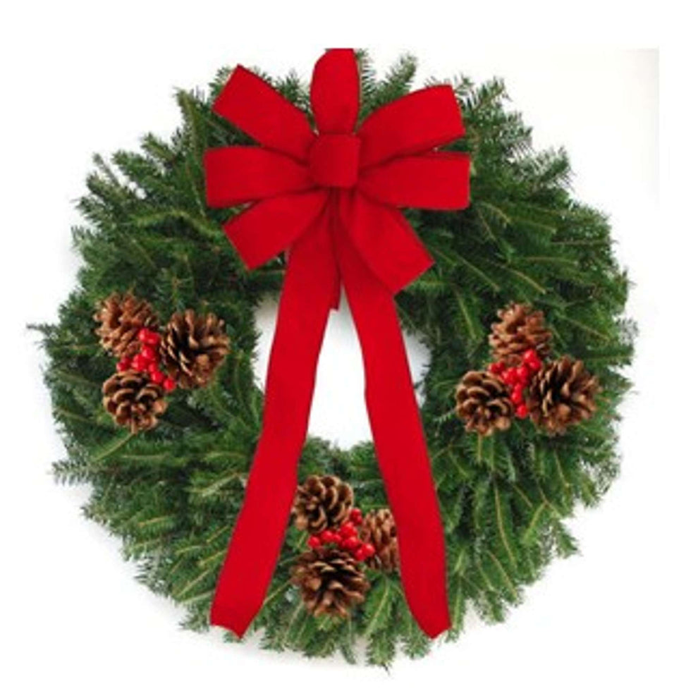 Live Hand-made 24 Inch Front Facing Wreath with Customizable Bow and W ...